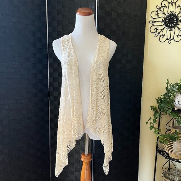 Vanity | Swim | Vanity Vest Coverup Handkerchief Hem Natural Cream Med ...